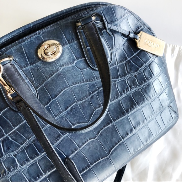 Coach | Bags | Coach Navy Crocodile Crossbody Bag | Poshmark